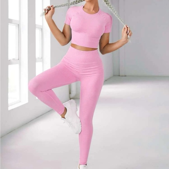 SHEIN | Pants & Jumpsuits | Shein Seamless High Stretch Pink Workout ...